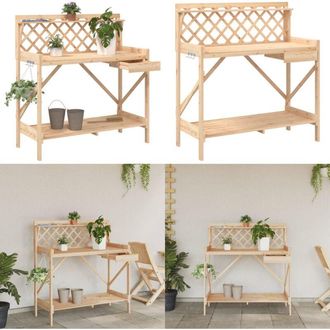 vidaXL Vidaxl - Pflanztisch mit Rankgitter Massivholz Tanne - Tannenzapfentisch - Holzregal - Gärtnertisch - Blumenkasten - Pflanze Stand - Home & Living