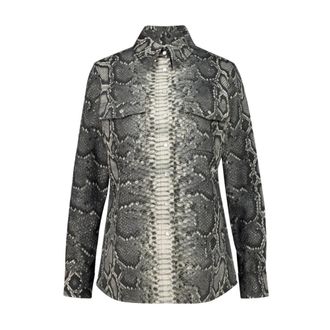 Gabriela Hearst John Austin Hemd aus Denim mit Schlangenprint - - Blouses & Shirts - Damen - Grau - M