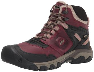 Keen Damen Ridge Flex Mid Wasserdicht Wanderstiefel Klassische Stiefel, Rhabarber Schwarz, 36 EU