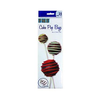 PME BC502 Sachets pour Pop Cakes avec Attache en Argent, Lot de 25, Plastique, Transparent 8 x 0.1 x 25 cm