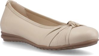 Hush Puppies Lilith Leder Damen Creme Standard Ballerinas