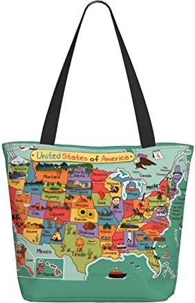 AOOEDM Sac &agrave; provisions pour femme avec carte des &Eacute;tats-Unis 33 x 27,9 x 17,8 cm. Le cadeau parfait pour la Saint-Valentin. Cest de la Saint-Valentin pour ma