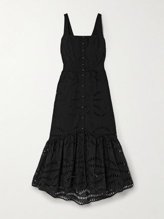 Charo Ruiz Ibiza Nissy Midikleid Aus Einer Baumwollmischung Mit Lochstickerei - Schwarz