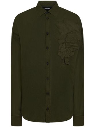 Dsquared2 chemise en coton &agrave; appliques fleur - Vert