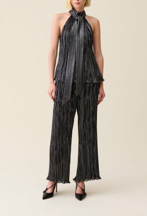 Claudie Pierlot Top sans manches pliss&eacute; argent&eacute;