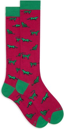 Gallo Gallo, Femme, Sous-vêtements, Multicolore, Taille: ONE Size Longues chaussettes en coton avec motif de chat
