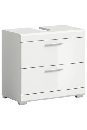 MID.YOU Mid.you Waschbeckenunterschrank, Wei&szlig; Hochglanz, Kunststoff, 2 Schubladen, 60x56x34 cm, FSC MIX, stehend, Badezimmer, Badezimmerschr&auml;nke, Waschbeckenu