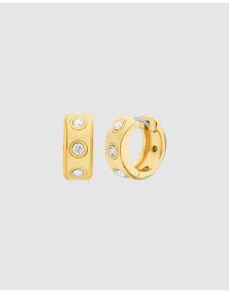 Michael Kors boucles doreilles cr&eacute;oles Huggie &agrave; pierres dor&eacute;es