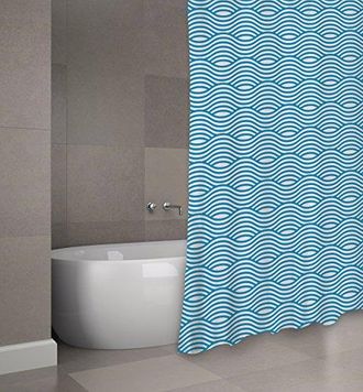 MSV Cotexsa by Premium Anti-Schimmel Duschvorhang - Anti-Bakteriell, 100% wasserdicht, mit 12 Duschvorhangringen - Wave Blau 180x200cm