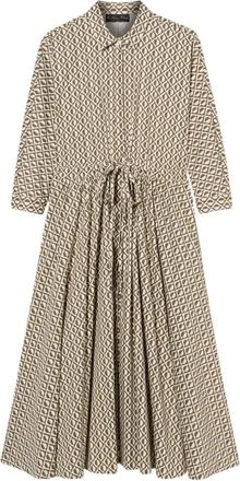 Brooks Brothers Femme, Robes, Vert, Taille: 40 FR Robe Midi Imprim&eacute;e &agrave; Cordon de Serrage