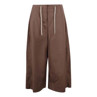 Max Mara Femme, Pantalons, Brun, Taille: 34 FR Pantalon large en popeline avec cordon de serrage &agrave; la taille