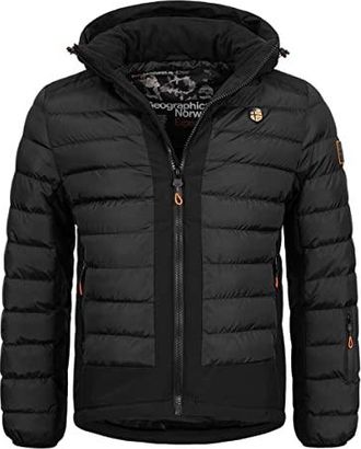 Geographical Norway Veste dhiver matelass&eacute;e &agrave; capuche Parka dext&eacute;rieur matelass&eacute;e FvS Production H-H, Noir, L