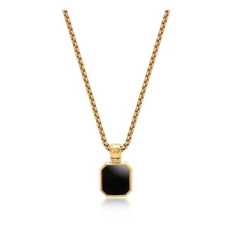 Nialaya Homme, Accessoires, Jaune, Taille: M Gold Necklace with Square Onyx Pendant