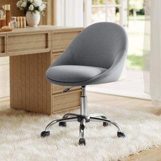 Songmics Homeoffice-Stuhl, Schminkstuhl aus Baumwoll-Leinen-Mischgewebe, Schreibtischstuhl, Schaumstoffpolsterung, h&ouml;henverstellbar, f&uuml;r Arbeitszimmer, Schlafz