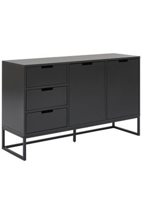 Novel Sideboard, Anthrazit, Schwarz, Metall, Holzwerkstoff, 2 F&auml;cher, 3 Schubladen, 136x79x40 cm, Beim&ouml;bel erh&auml;ltlich, stehend, Wohnzimmer, Kommoden & Sideb