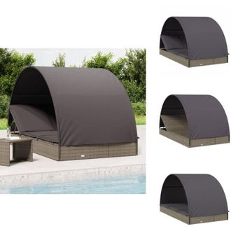 vidaXL Vidaxl - Transat 2 places avec toit rond gris 211x112x140 cm - Transat - Salon De Jardin - Mobilier De Jardin - Chaises Longues - Bain De Soleil
