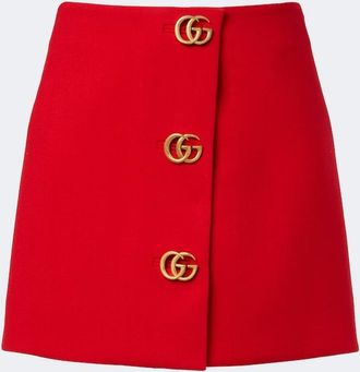 Gucci Mini-jupe Double G en cr&ecirc;pe de laine