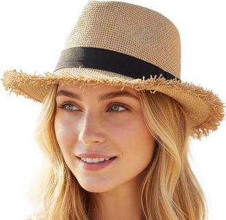 Generic Chapeaux de paille pour femme, chapeau de fermier &agrave; large bord | pour l&eacute;t&eacute;, la randonn&eacute;e, la piscine, le golf, la p&ecirc;che, les voyages, les vacances en 