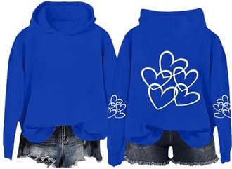 Generic Sweat &agrave; capuche imprim&eacute; coeurs de Saint-Valentin pour femme, d&eacute;contract&eacute;, tendance, motif graphique damour pour femme, sweatshirts &agrave; manches longues, 