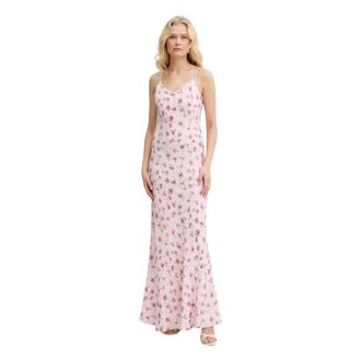 Twinset Robe Longue &agrave; fines bretelles et imprim&eacute; floral - Femme - Robes - Rose - Taille: 38 FR