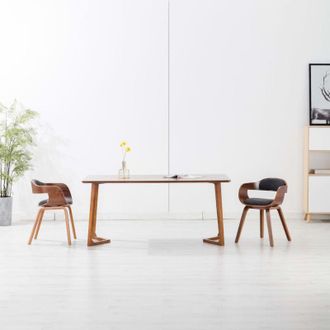 vidaXL Vidaxl - Chaises &agrave; manger lot de 2 gris fonc&eacute; tissu et bois courb&eacute;