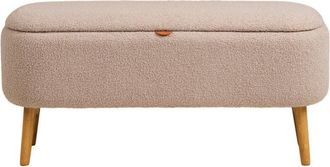 House Nordic Banc coffre en tissu bouclette et bois L95cm - Beige - Harlow
