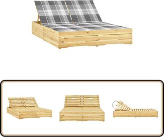 vidaXL Doppel-Sonnenliege mit Auflagen Kiefernholz Impr&auml;gniert - Doppel-Sonnenliege - Gartenliege - Kiefernholz - Liegefl&auml;che - Outdoor M&ouml;bel