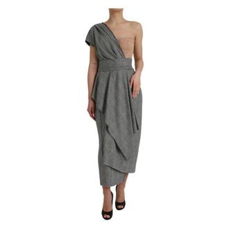 Dolce & Gabbana Kariertes One-Shoulder Maxikleid - - Dresses - Damen - Grau - XL
