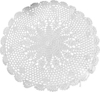 Generic Set de table rond en dentelle, tress&eacute; en dentelle - Coton tress&eacute; &agrave; la main - D&eacute;coration ronde en dentelle tress&eacute;e pour cuisine, espace de travail, tab