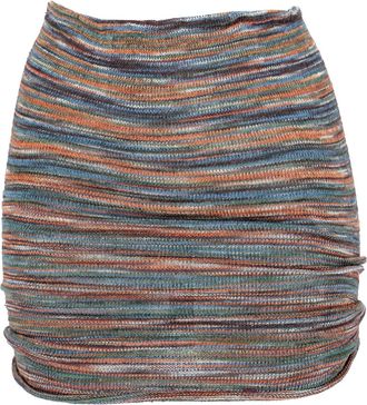 Guru Shop Minirock, Boho Strickrock, Ethnorock - Rostorange/taubenblau, Damen, Baumwolle