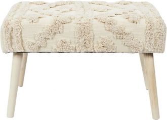 The Home Deco Factory The Home Deco Factory - Banc 60x32x40 cm en avec d&eacute;tails en fourrure &eacute;cru et naturel