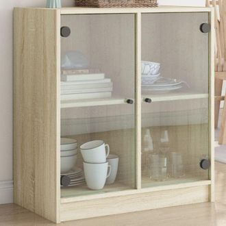 vidaXL vidaXL Beistellschrank mit Glast&uuml;ren Sonoma-Eiche 68x37x75,5 cm