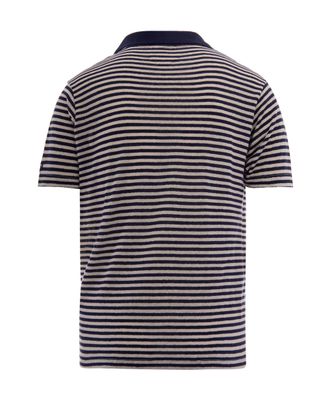 MC2 Saint Barth Mens Polo Shirt Rye Stripes Cotton-Linen Blue T-shirts And Polos