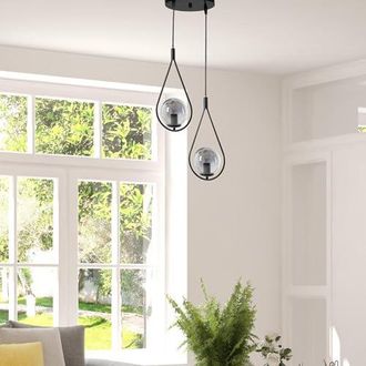 Opviq Industrial Scandinavian Chandelier, 70 cm Height, 25 cm Diameter | 100% Metal, Black Finish, E27 Socket, Max 40W | Stylish Lighting for Modern Spaces