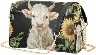 Mnsruu Sacs à bandoulière pour femme, sac à main Highlan en cuir de vache, tournesol C