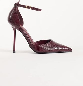 Simmi London Simmi London Marinah escarpins &agrave; talons effet serpent bordeaux en PU-Rouge
