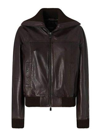 Pinko Blouson En Cuir - Marron