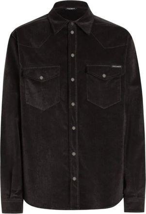 Dolce & Gabbana Homme, Chemises, Noir, Taille: 4XL Chemise en velours de couleur anthracite