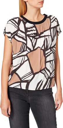 Taifun Damen Blouse 1/2 Mouw Bluse, Offwhite Gemustert, 46