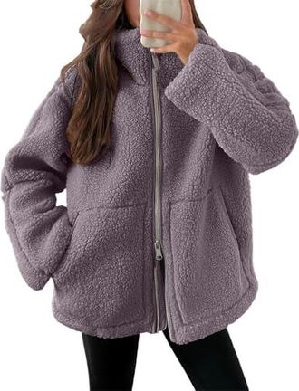 ORANDESIGNE Veste En Laine Dagneau Pour Femme, Manteau Épais Et Chaud En Peluche, Mode Féminine, Fermeture Éclair, Col Montant, Vêtements Dextérieur, Automne Hive
