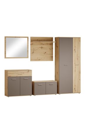 MID.YOU Mid.you Garderobe, Anthrazit, Eiche Artisan, Glas, Holzwerkstoff, 260x190x35 cm, Garderobe, Garderoben-Sets & Serien, Garderoben-Sets