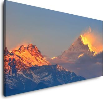Paul Sinus Art Himalaya Gebirge 120x 60cm Panorama Leinwand Bild XXL Format Wandbilder Wohnzimmer Wohnung Deko Kunstdrucke