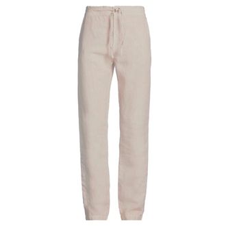 120% Lino Homme, Pantalons, Beige, Taille: L Pantalon en Lin avec Cordon de Serrage