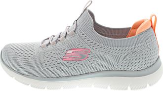 Skechers Summits Top Player Damen Sneaker, Grauer Strick Rosa Korallenbesatz, 43 EU