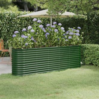 vidaXL Vidaxl - Lit sur&eacute;lev&eacute; de jardin Acier enduit de poudre 224x40x68 cm Vert