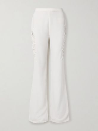 Zuhair Murad Pantalon Évasé En Cady À Ornements - Blanc