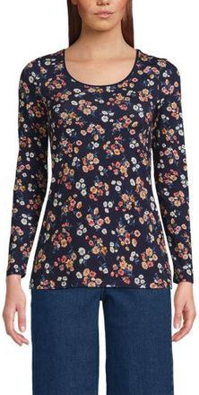 Lands End Baumwolle/Modal-Shirt mit Ballett-Ausschnitt, Damen, Größe:32-34 regular, Blau, Baumwolle Modal, by Lands End