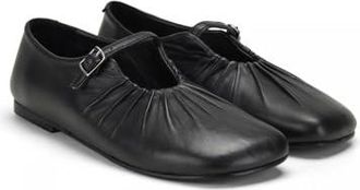 Desa Mocassins en Cuir pour Femmes Bout carr&eacute;, Talon de 2 cm, Respirants | Noir - 37