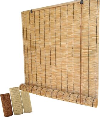 Generic Bambusrollo Jalousine Retro Rollo Bambus 95 100 115 120 135 140 150 160 175 180cm Breit Atmungsaktiv Bambus Vorhang Für Fenster/Balkon Braun(Natural B