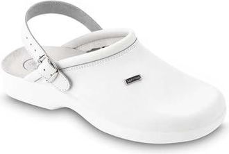 Saniflex 2963-10 Médical Certifié Sandales Sabots Mules Chaussons Chaussures en Cuir, Homme, Blanc, EU 46